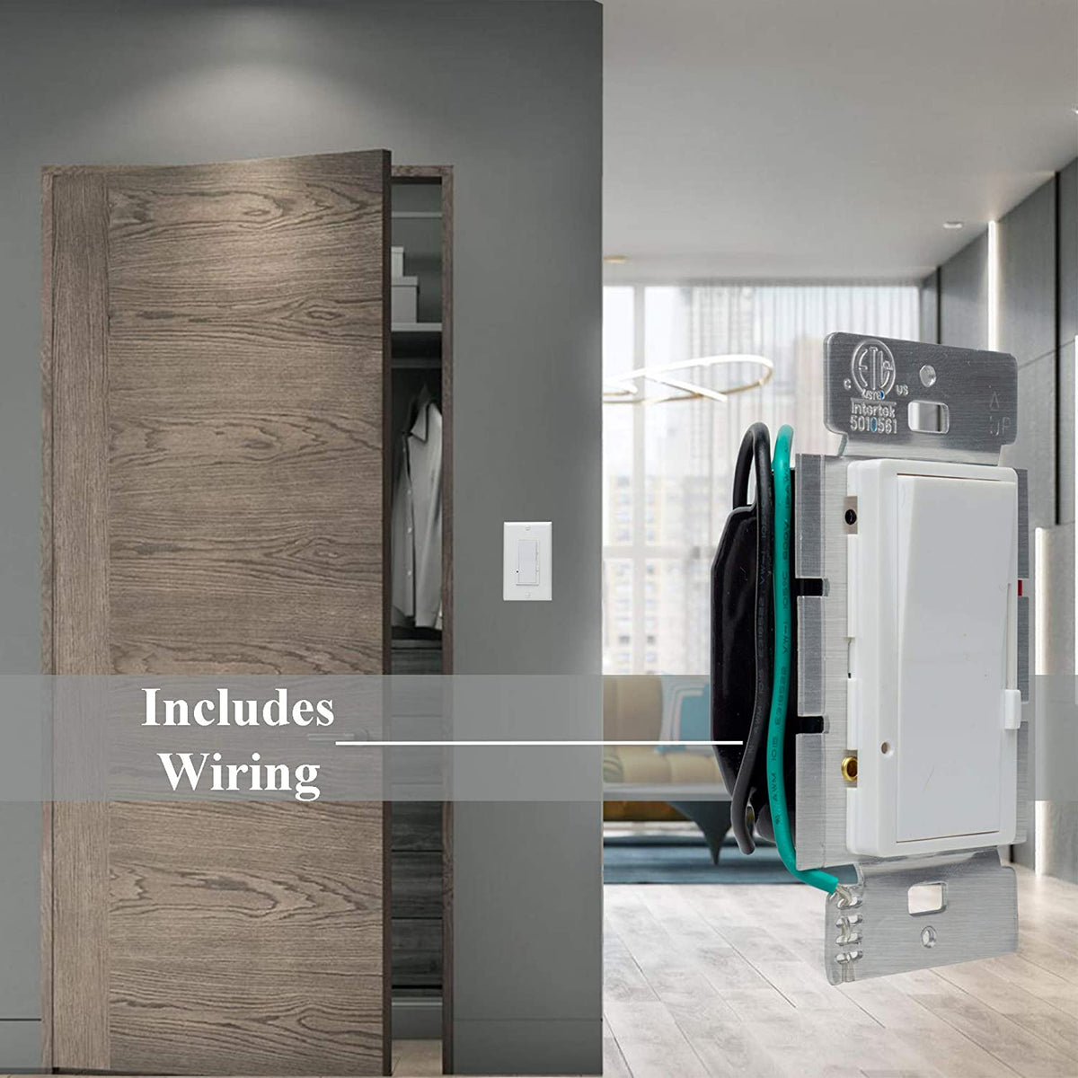 Intertek Dimmer Switch, Single Pole, LED, CFL, Incandescent Halogen ...